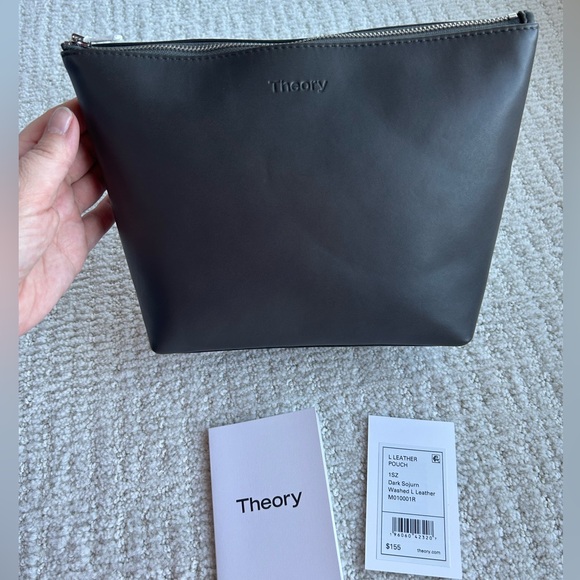 Theory | Bags | Theory Dark Sojourn Washed Leather Large Pouch Clutch ...
